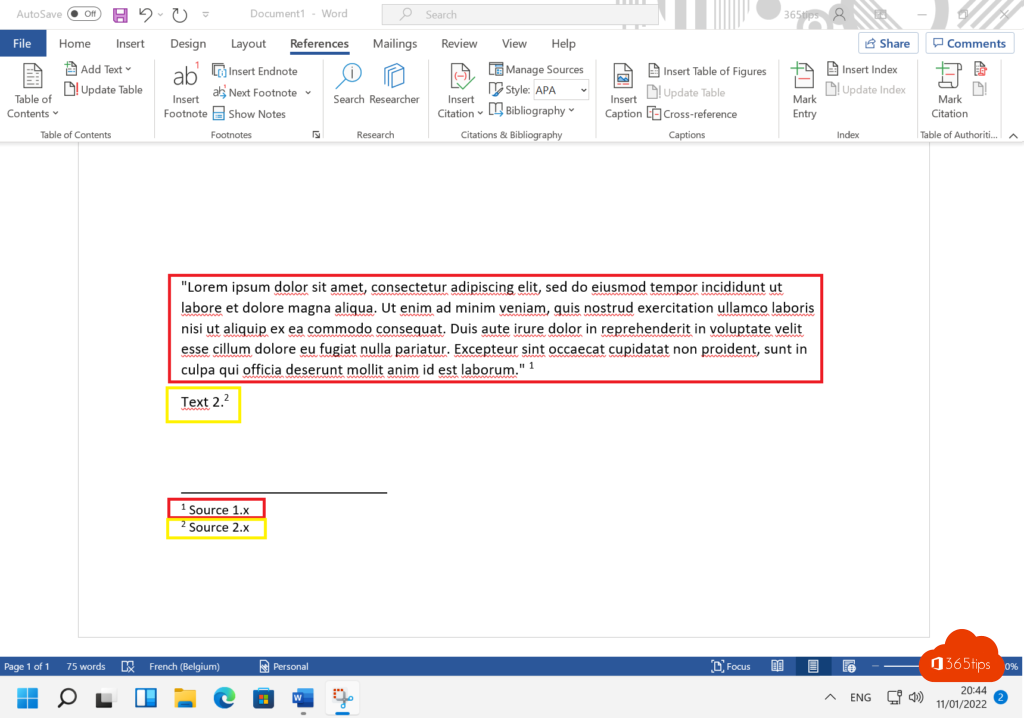 Hoe een voetnoot toevoegen in Microsoft Word? - Office 365